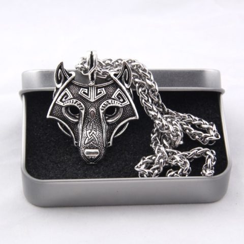 Norse Wolf Fenrir Necklace | Viking Fenrir Wolf Head Pendant